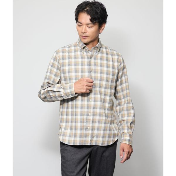 型番：202511766711ブランド：ニューヨーカー商品名：NUANCES COLOR MEASURE CHECK 起毛 ネルチェック 長袖ショートボタンダウンカラー：ベージュ