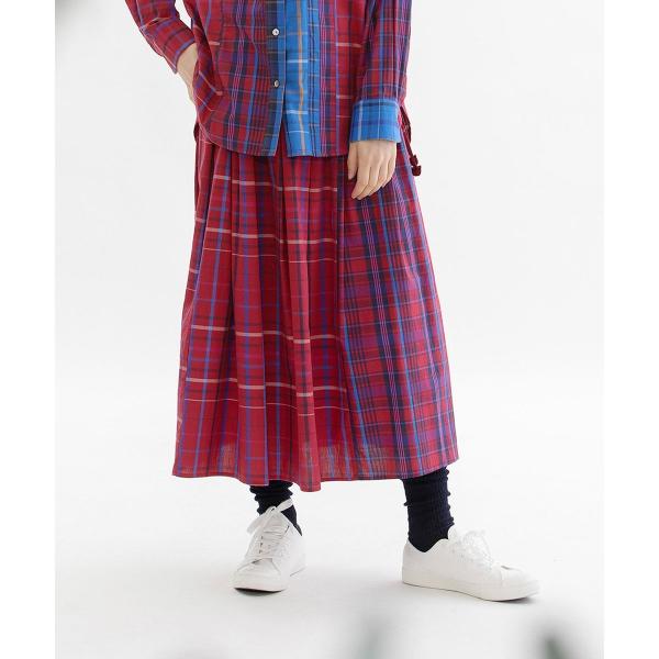 型番：2555047182ブランド：ノップドゥノッド商品名：miscタイプライターチェックタックスカートカラー：レッド/ブルー