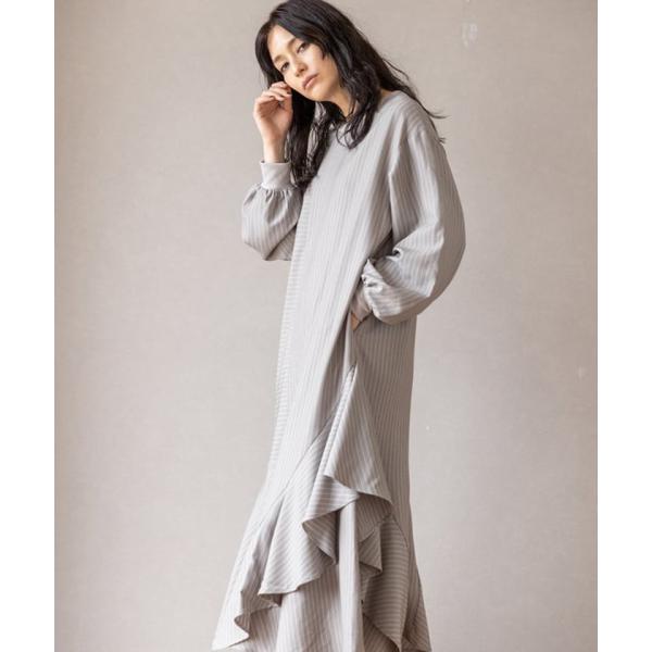 型番：700006-376Oブランド：オズモーシス商品名：ストライプ切替ワンピースカラー：BROWN/KHAKI/L.GRAY/BLACK