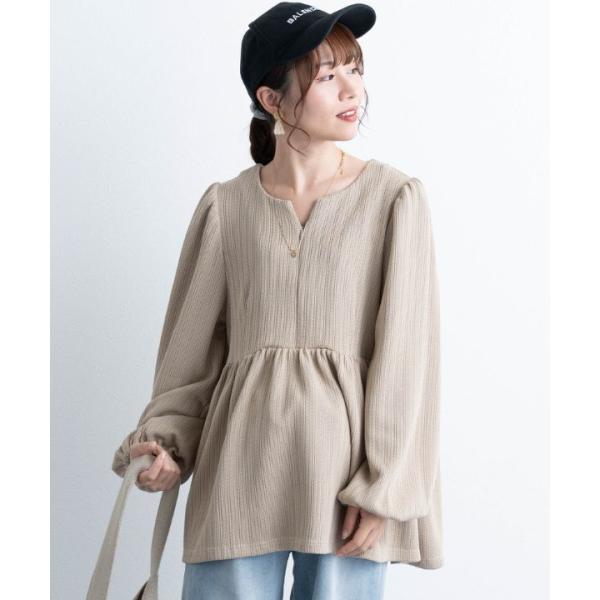 型番：ST-25037ブランド：スウィートマミー商品名：ペプラムニットトップス [産前産後　マタニティ]カラー：ベージュ