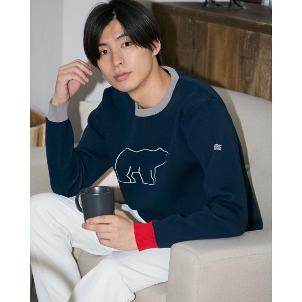 型番：312RD601ブランド：ゴールデンベア商品名：BEAR ニット　【GBGOLF】カラー：グレー/ネイビー