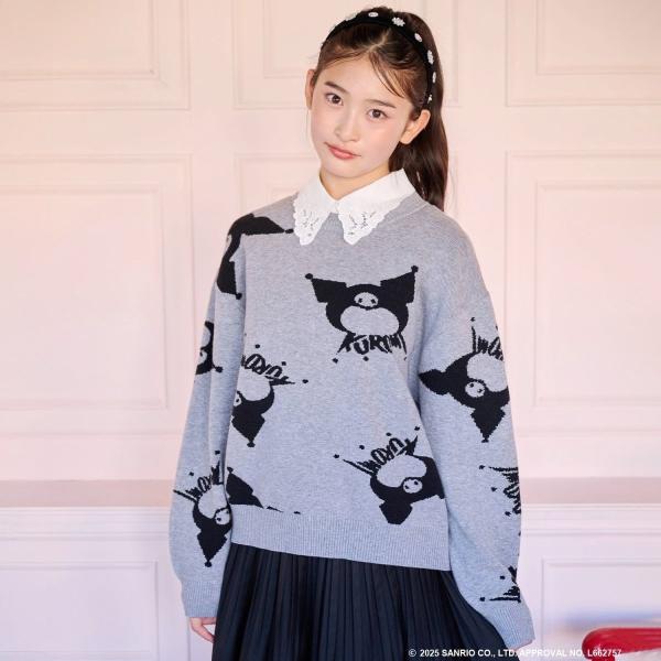 型番：4953218ブランド：ポンポネットジュニア商品名：【130cmあり】【マイメロディ/クロミ】総柄ジャカードプルオーバー＆レース襟セットカラー：黒/ピンク