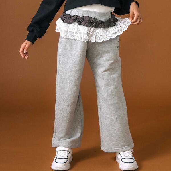 型番：1869-78009ブランド：ネクシック商品名：ウエストフリル付き裏毛パンツ(110~150cm)カラー：ブラック/グレー