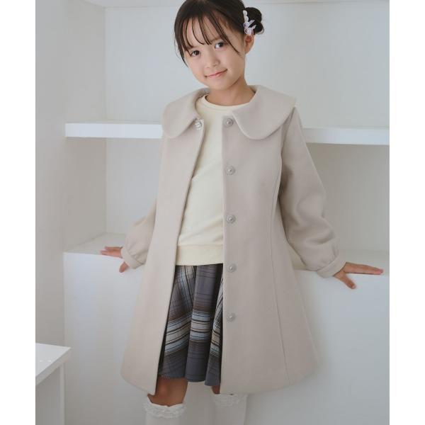 型番：GRO65000ブランド：ロペピクニックキッズ商品名：【KIDS/キッズ】ビジューボタン衿つきAラインコート/リンクコーデカラー：ベージュ(27)/ネイビー(40)