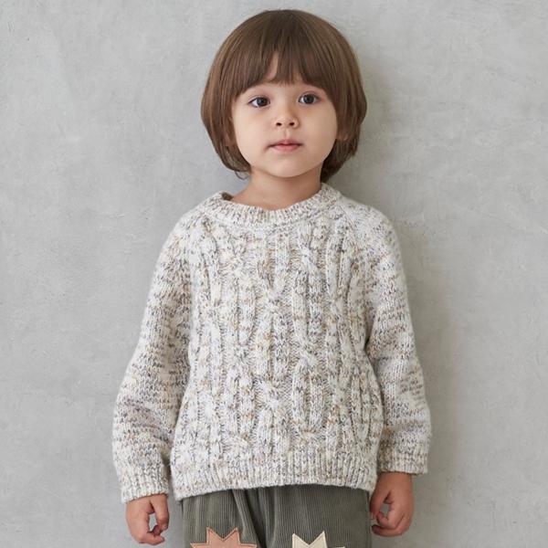 型番：9553202ブランド：プティマイン商品名：【ウォッシャブル】MIX糸ニットカラー：ベージュ/ブルー