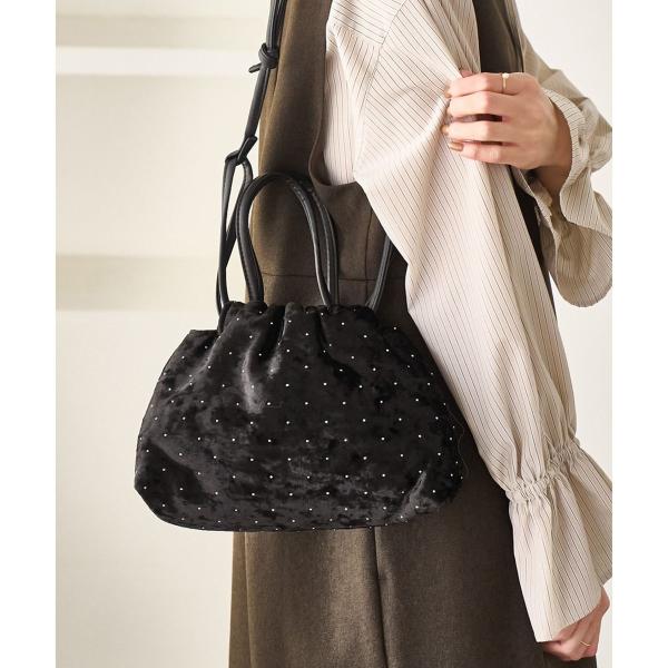 型番：GIX65140ブランド：ロペピクニックパサージュ商品名：2WAYハンドル シャイニーベロアパースバッグカラー：ブラック(01)/シルバー(93)