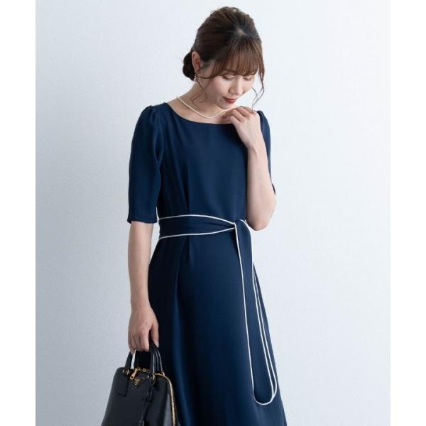 型番：SO-25030ブランド：スウィートマミー商品名：配色ベルト付き　フォーマルワンピース [マタニティ 産前産後]カラー：ネイビー/ブラック