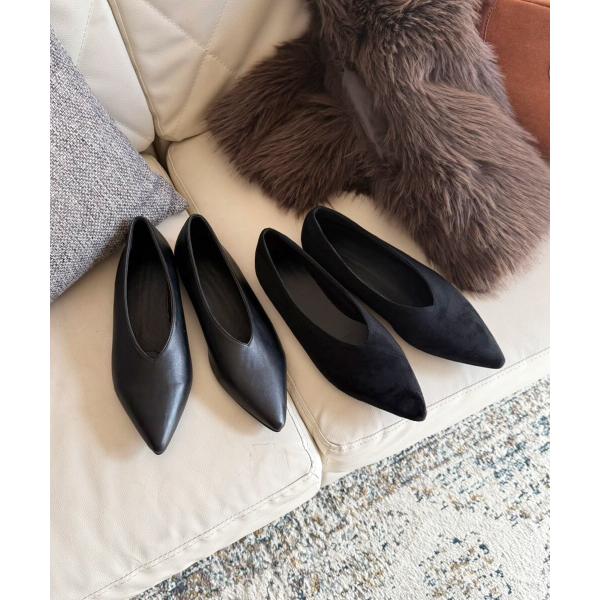 型番：1166ブランド：ラスドット商品名：lus. Vカットポインテッドトゥパンプスカラー：ブラック(スムース)/ブラックスエード