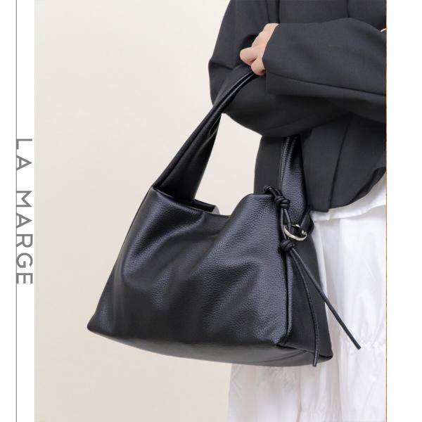 型番：99195ブランド：ラマージ商品名：【LA MARGE】【500mlペットボトル収納可】フェイクレザー ワンショルダー トートバッグカラー：ダークブラウン/ブラック/オフホワイト