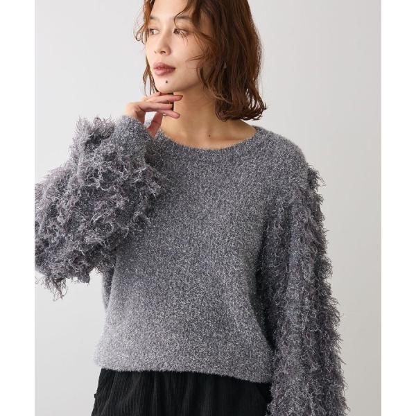 型番：06001144700ブランド：グリーンパークス商品名：・furry rate ラメフェザー袖フリンジニットカラー：オフホワイト/グレー/ブルー