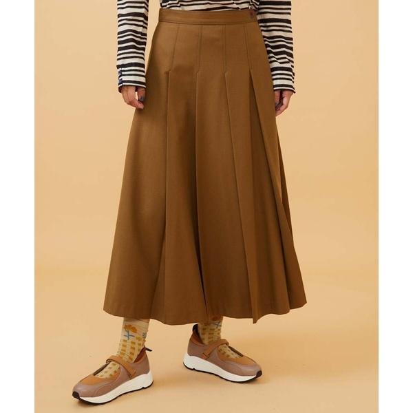 型番：GJHAD35200ブランド：ホコモモラ商品名：Pliegues ワンポイント刺繍プリーツスカートカラー：ベージュ/グレー