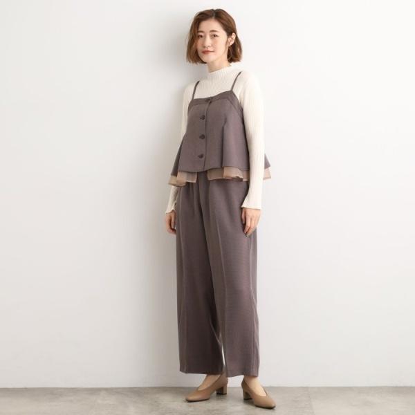 型番：76854030ブランド：グローブ商品名：【2点SET体型カバー】透け感とレイヤードで大人の遊び心を、ビスチェSET UPカラー：ブラック（０１９）/ブラウン（２４４）/チャコールグレー（３１３）