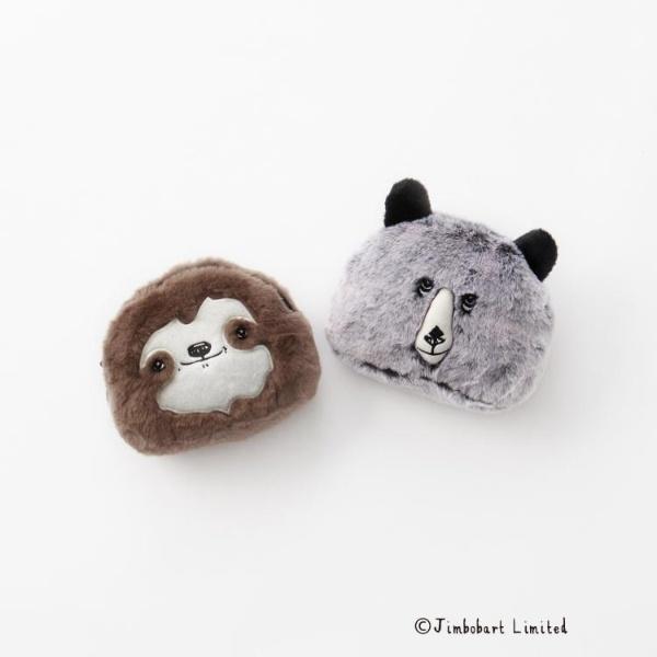 型番：C7194065ブランド：オペークドットクリップ商品名：【ジムボバートコラボ】フェイクファーアニマルフェイス型ポーチカラー：グレー（０１２）/モカブラウン（０４２）