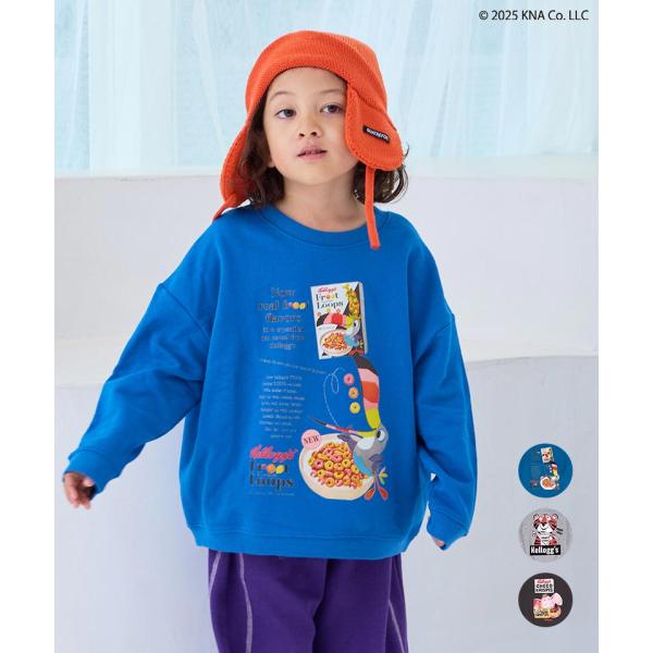型番：0120452049ブランド：マーキーズ商品名：【Kellogg's/ケロッグ】別注プリントトレーナーカラー：Ｃ２０ブルー/Ｂ７０チャコール/Ｂ６１グレー杢