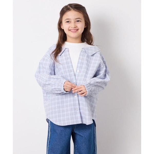 型番：KJBED31039ブランド：アー・ヴェ・ヴェ商品名：[130-160]スプリングチェックレイヤード風ブラウスカラー：ライトブルー/グレー
