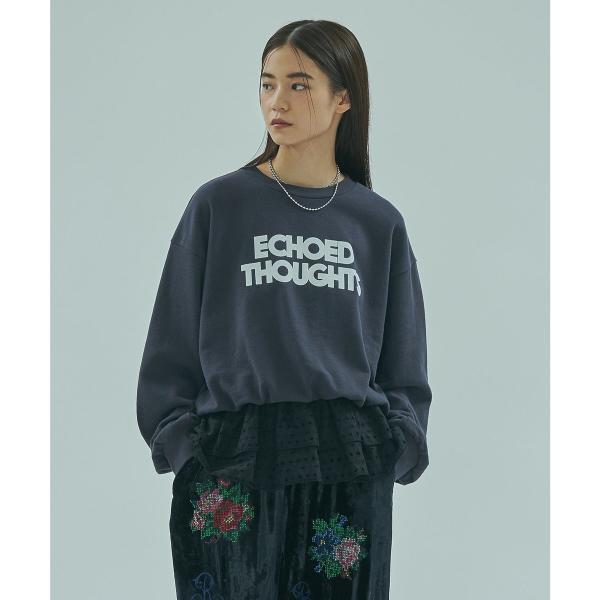 型番：213253012002ブランド：ローズバッド商品名：LACE HEM SWEATSHIRTカラー：GREY/NAVY