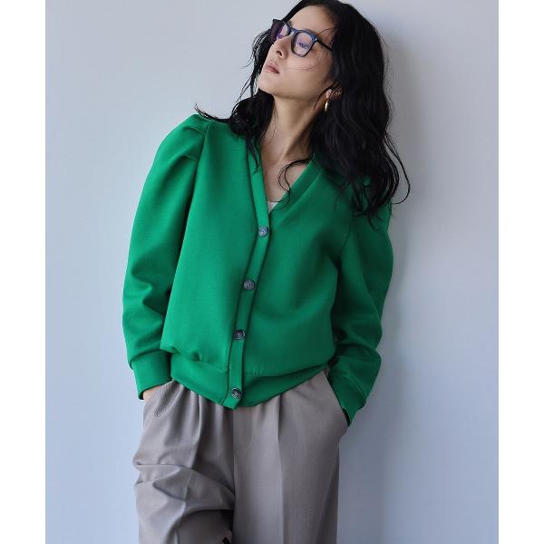 型番：ef-fu-630ブランド：エルフランク商品名：《新色追加》ショルダーギャザーVネックカーディガンカラー：グレー/ブラック/オフホワイト/グリーン