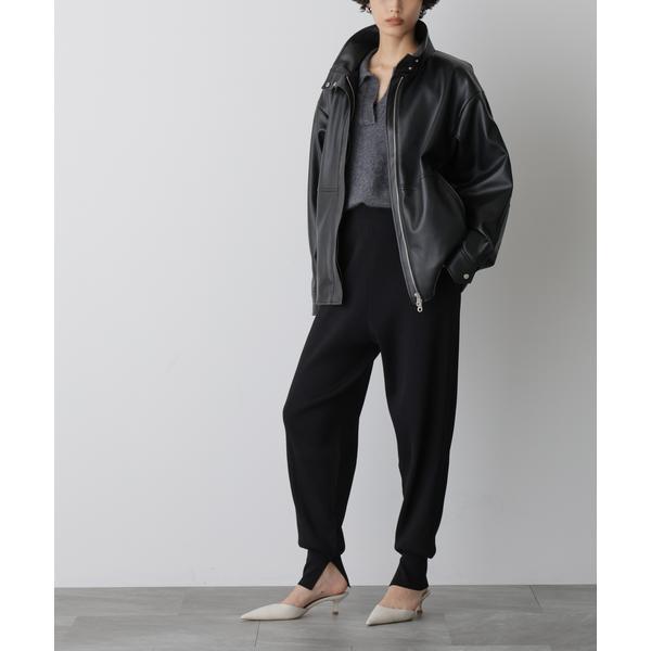 型番：6695222332ブランド：ナノユニバース商品名：「STEVELOUR」裾リブニットパンツカラー：ブラック/ボルドー3