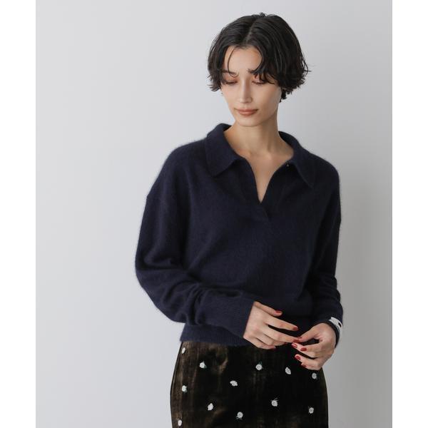 型番：6695222330ブランド：ナノユニバース商品名：「STEVELOUR」スキッパーポロ衿ソフトタッチニットカラー：グレー/レッド/ネイビー