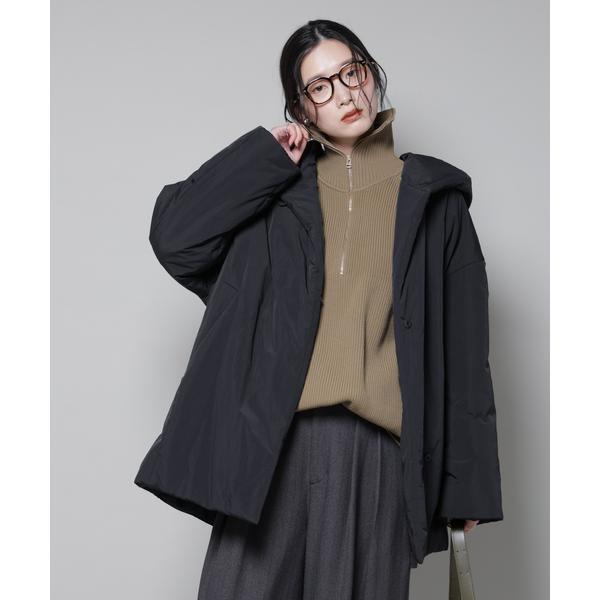 型番：6695211307ブランド：ナノユニバース商品名：ETHERMALOFT(R)AEROGEL 中綿フードコクーンコートカラー：ブラック/ライトベージュ1/カーキベージュ6