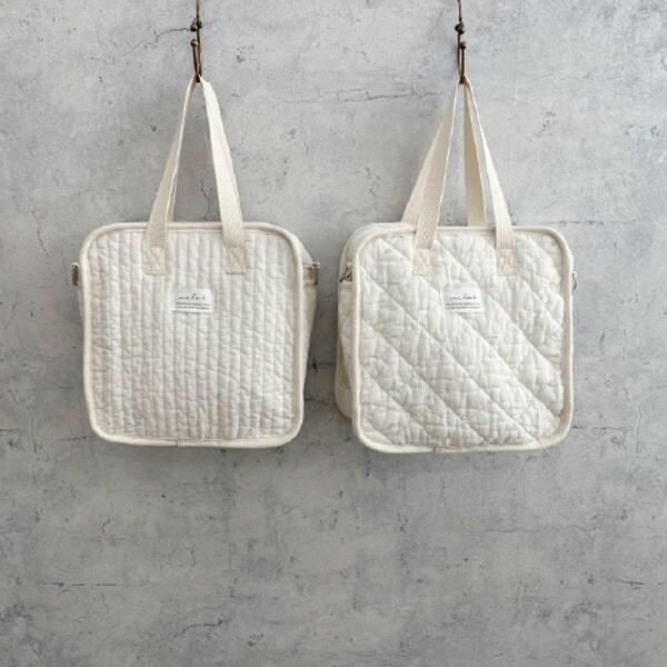 型番：me104ブランド：メラビー商品名：mela-B | 4way nubi bag [メラビー | イブル 4way ヌビバッグ]カラー：Stripe　Ivory/Square　Ivory/Square　Mash　grey