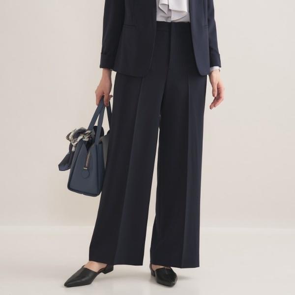 型番：12761047ブランド：インディヴィ商品名：【通勤スーツ／洗える】ストレッチワイドパンツカラー：ブラック（０１９）/ネイビー（０９４）