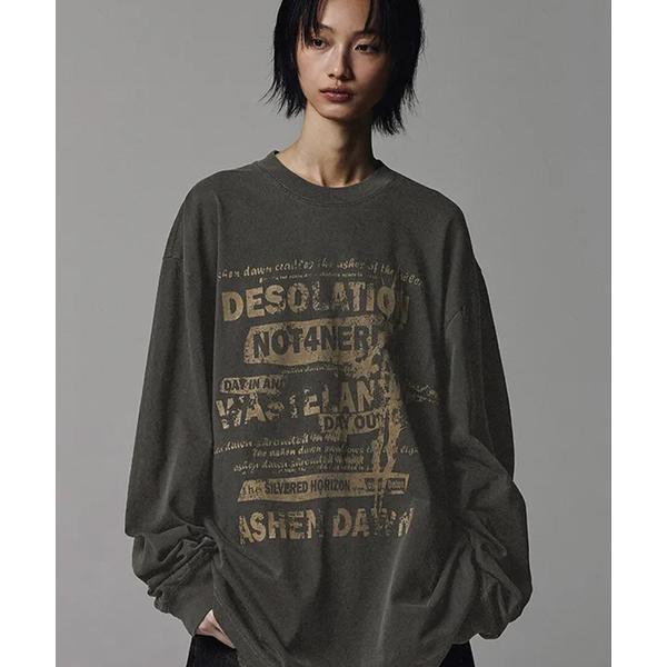 型番：7845930214ブランド：エルエイチピー商品名：NOT4NERD／ノットフォーナード／POSTER ASHEN DAWN PIGMENT L／S Tカラー：ベージュ/チャコール