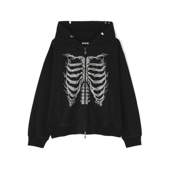 型番：7846131246ブランド：エルエイチピー商品名：SUPPLIER／サプライヤー／FIRE SKELETON RHINESTONE HOODIEカラー：ブラック/グレー