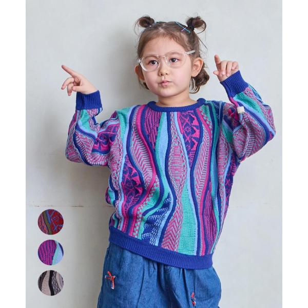 型番：0001252004ブランド：マーキーズ商品名：３Ｄレトロクルーネックニットカラー：Ｃ２０ブルー/Ｇ７０レッド/Ｂ９０ブラック