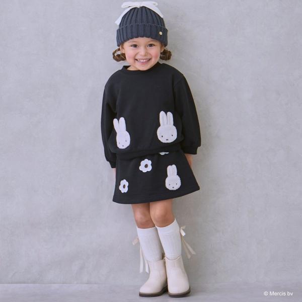 型番：9654103ブランド：プティマイン商品名：【miffy】お花刺しゅうスカパンカラー：黒/ライト　ピンク/ブルー