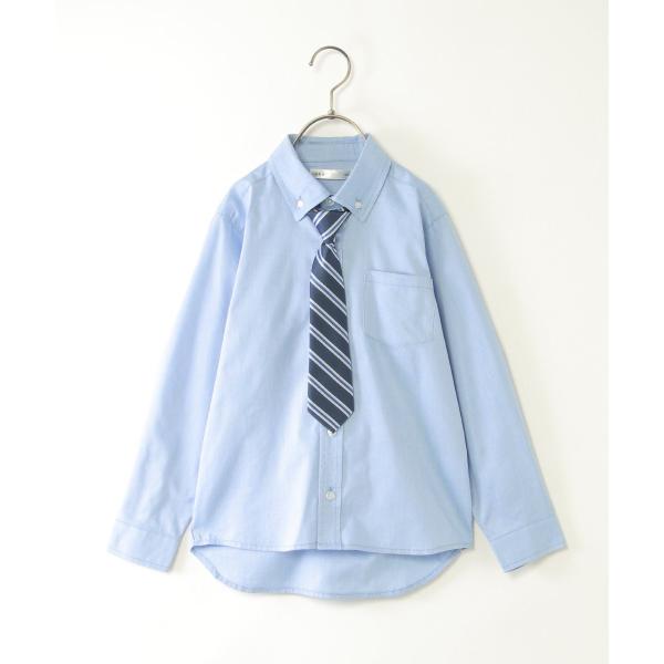 型番：13040149ブランド：イッカ商品名：【フォーマル対応】ネクタイ付きダンガリーシャツ（120?160cm）カラー：サックスブルー