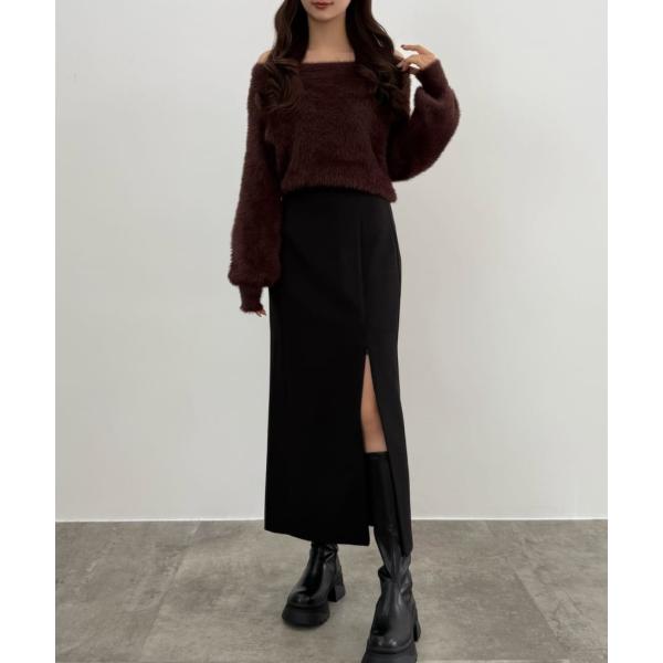 型番：frne070-103ブランド：セネア商品名：CENEA　ハイウエストジップIラインスカート(通年生地)カラー：ブラウン/ブラック/アイボリー/チャコール/グレージュ/ピンク/ブルー