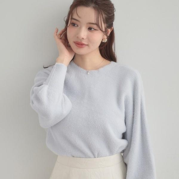 型番：50835013ブランド：クチュールブローチ商品名：【前後2WAY】Springフェザーカーデトップスカラー：オフホワイト（００３）/トープ（０５４）/ラベンダー（０８０）/サックスブルー（０９０）