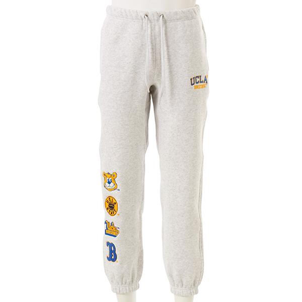 型番：815413050ブランド：ユーシーエルエー商品名：【UCLA】 刺繍ロゴ450ゲージ裏毛裏起毛ロングパンツ スウェットパンツカラー：ホワイト/ブラウン/チャコールグレー
