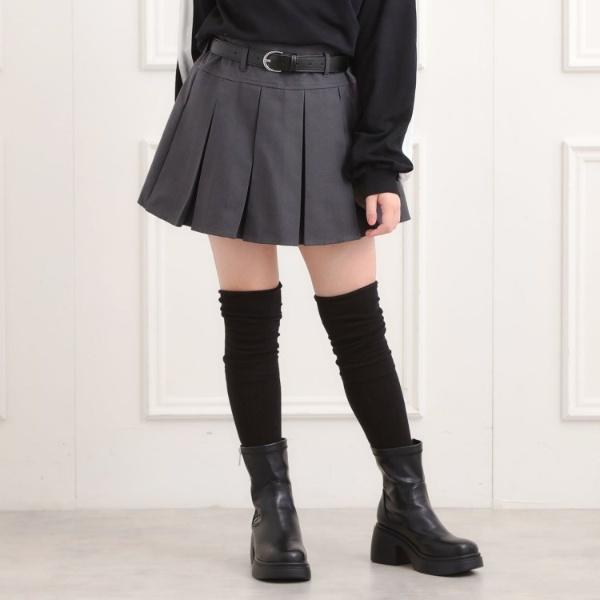 型番：31975011ブランド：ピンクラテ商品名：ベルト付きプリーツスカートカラー：アイボリー（００４）/チャコールグレー（０１４）/ブラック（０１９）