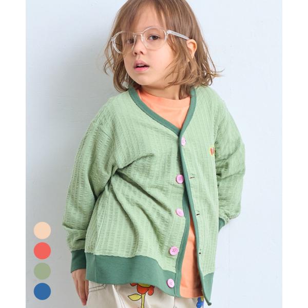 型番：0010361118ブランド：マーキーズ商品名：ニットサッカーカーディガンカラー：Ｅ６０グリーン/Ｆ９０オレンジ/Ｃ２０ブルー/Ｆ１０クリーム