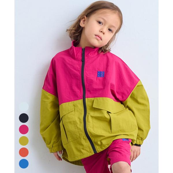 型番：0110761001ブランド：マーキーズ商品名：ナイロンビッグポケットバイカラージャケット/セットアップ可カラー：Ｇ３０ピンク/Ｆ５０マスタード/Ｂ２０アイボリー/Ｆ９０オレンジ/Ｃ３０ターコイズ/Ｂ９０ブラック