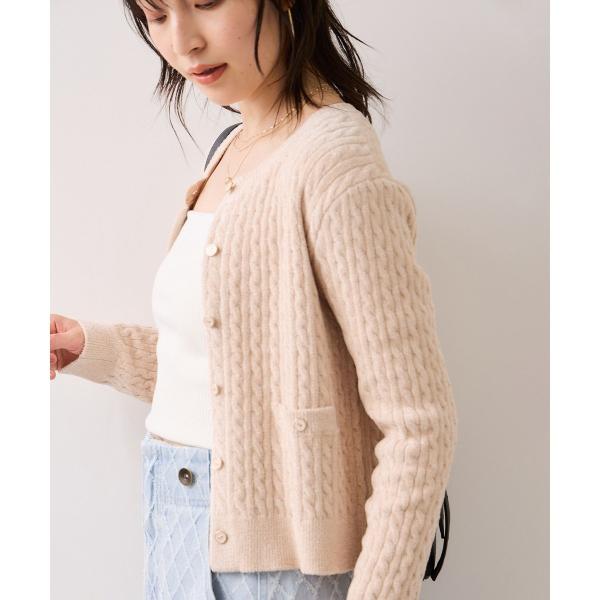 型番：BVK45170ブランド：ビス商品名：モールベロアケーブルカーディガントップス/イージーケアカラー：ブラック(01)/チャコール(06)/ベージュ(27)