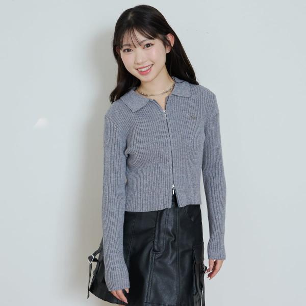 型番：7761202ブランド：ラブトキシック商品名：【LTXC】【洗える】リブWジップカーディガンカラー：グレー/アイボリー/サックス/黒