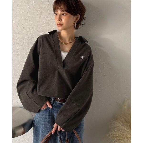 型番：EV1110143ブランド：クラシカルエルフ商品名：【Classical Evon】優しい温もり、上品見え。圧縮ニット襟付きキーネックプルオーバーカラー：ベージュ/チャコール/ブラウン