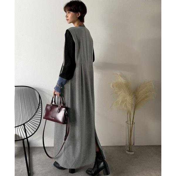 型番：EV1110146ブランド：クラシカルエルフ商品名：【Classical Evon】凛とした美しさ。Vネックウエストタックワンピース（ロング丈）カラー：ベージュ/チャコール/ブラウン