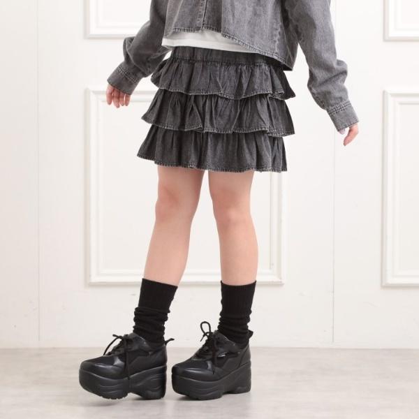 型番：31975110ブランド：ピンクラテ商品名：デニムティアードスカートカラー：ブラック（４１９）/ブルー（４９２）