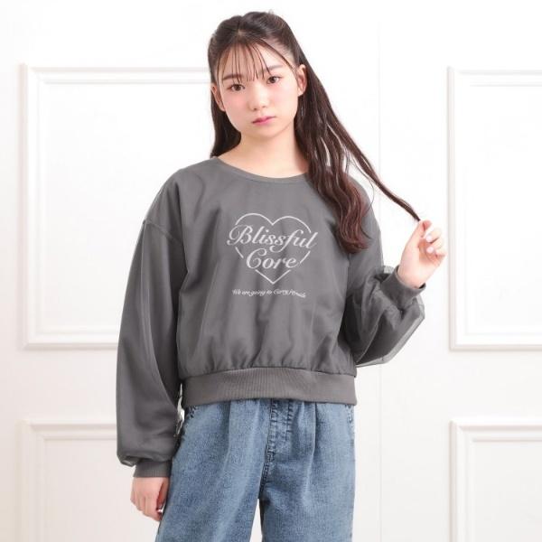 型番：31915113ブランド：ピンクラテ商品名：チュール重ねミニ裏毛トレーナーカラー：アイボリー（００４）/チャコールグレー（０１４）/サックスブルー（０９０）