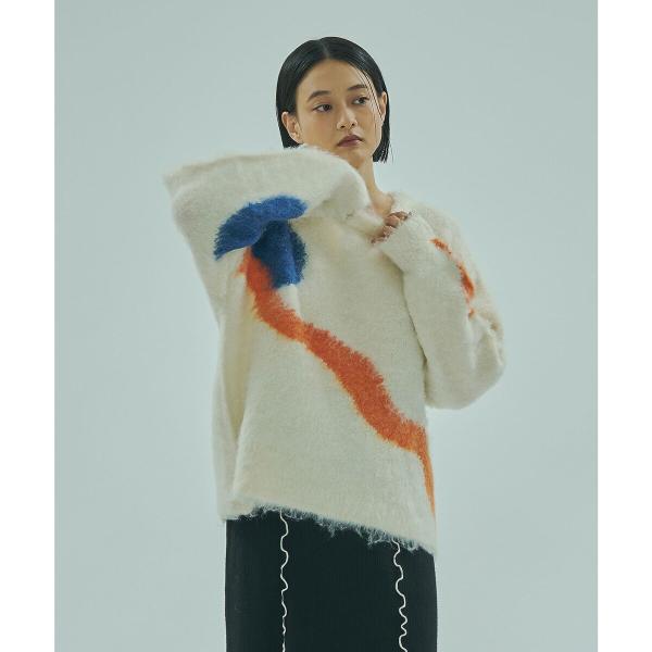 型番：213254015001ブランド：ローズバッド商品名：ART MOOD KNITカラー：OFF　WHITE/NAVY