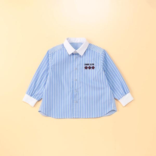 型番：23-30IO51-206ブランド：コムサイズム商品名：ストライプシャツ(ベビーサイズ)カラー：ネイビー/サックス