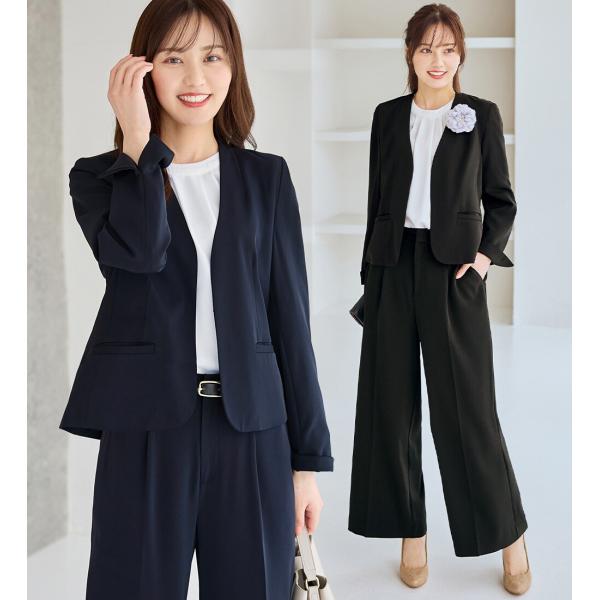 型番：272166ブランド：アロッタ商品名：【ブラウス付き３点セット】洗える！多機能セットスーツカラー：ネイビー/ブラック