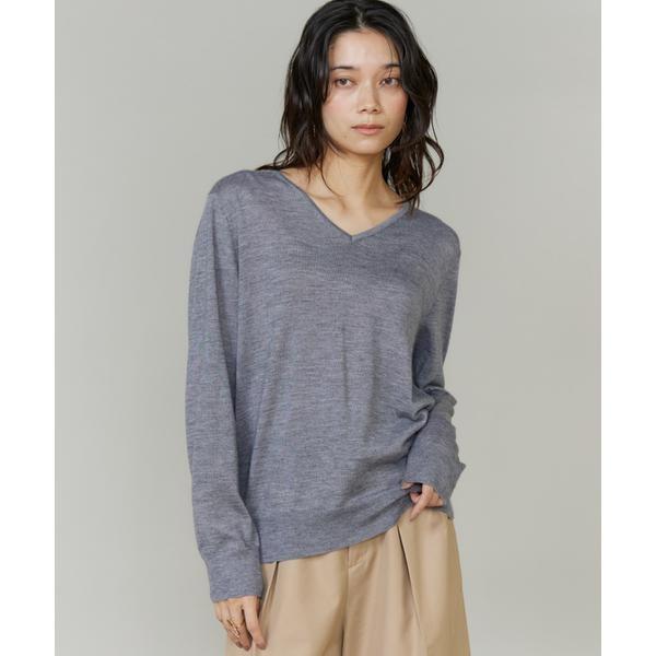 型番：7150170044ブランド：イネド商品名：《CONTESSA》シルクカシミヤVネックニットカラー：グレー1/グレーベージュ3/ブラウン/ブルー1