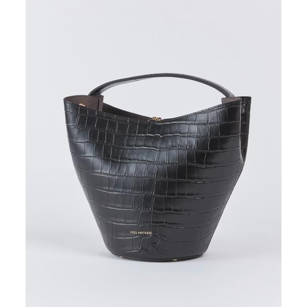 型番：8150206627ブランド：フェイバリット スキナモノ商品名：LILY CROC embossed leather 2way ハンドバッグ《FEEL AND TAカラー：ブラック