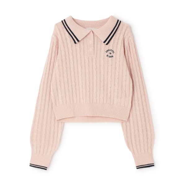 型番：8361213ブランド：ラブトキシック商品名：【洗える】ケーブル長袖ポロニットカラー：ピンク/アイボリー/紺