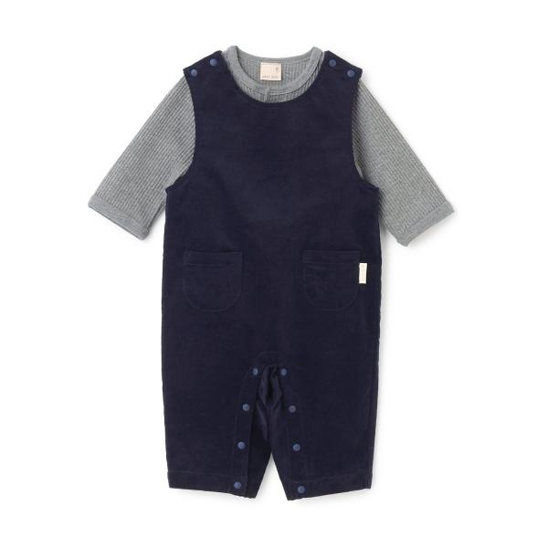 型番：9554515ブランド：プティマイン商品名：ロンパース＋サロペットセットカラー：紺/マルチ